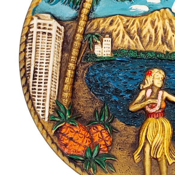 Vintage | Accents | Vtg Hawaii Souvenir Plate 3d Aloha Wall Plaque Hula ...